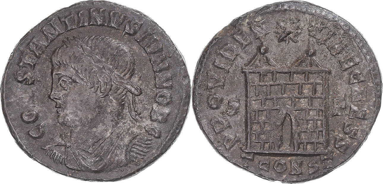Follis 328 Arles Coin, Constantine II, Arles, Bronze, RIC:320 AU(50-53 ...