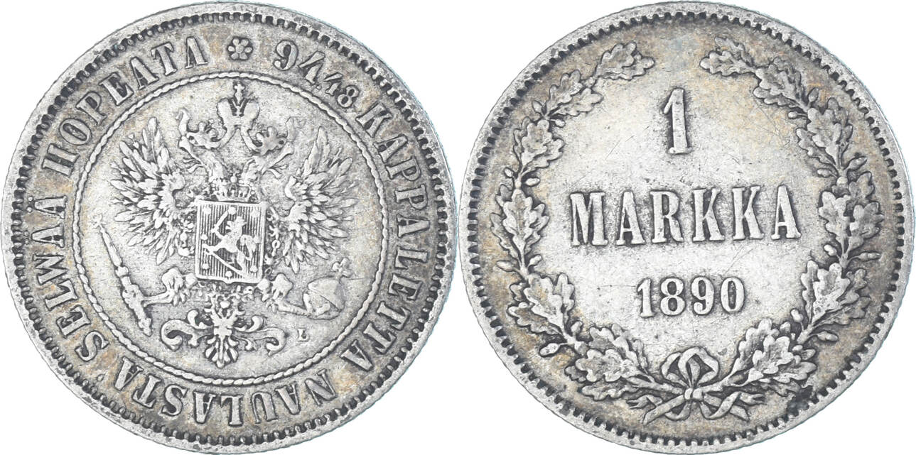 Finland Markka 1890 Helsinki Coin, Alexander III, Helsinki, Silver, KM ...