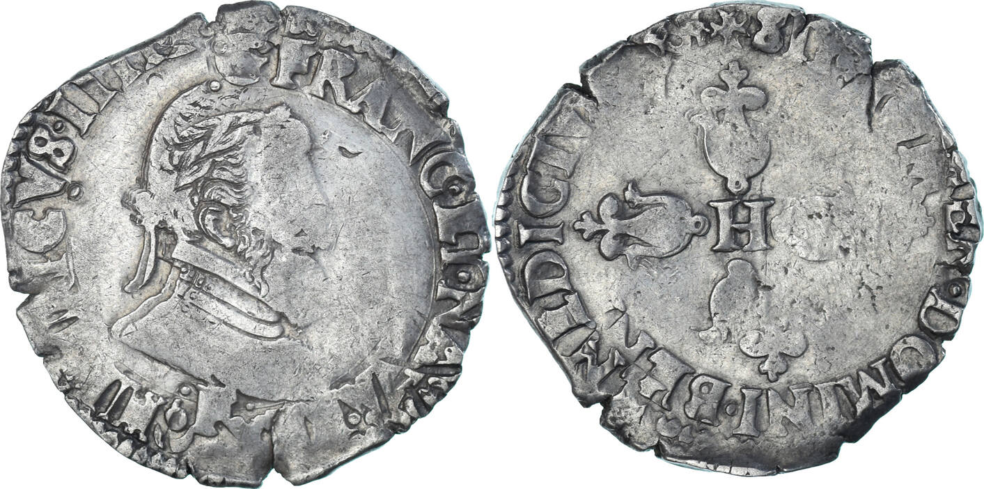 France 1/2 Franc 1604 Angers Coin, Henri IV, Angers, Tréflée, Silver VF ...