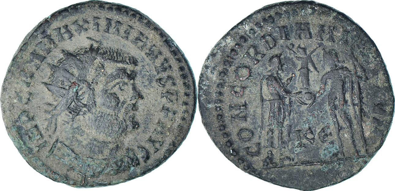 Æ radiate fraction 295-299 Cyzicus Coin, Maximianus, Cyzicus, Bronze EF ...
