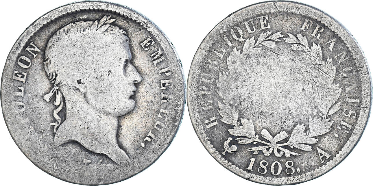 France 2 Francs 1808 Paris Coin, Napoleon I, Paris, Silver, KM:680.1 F ...