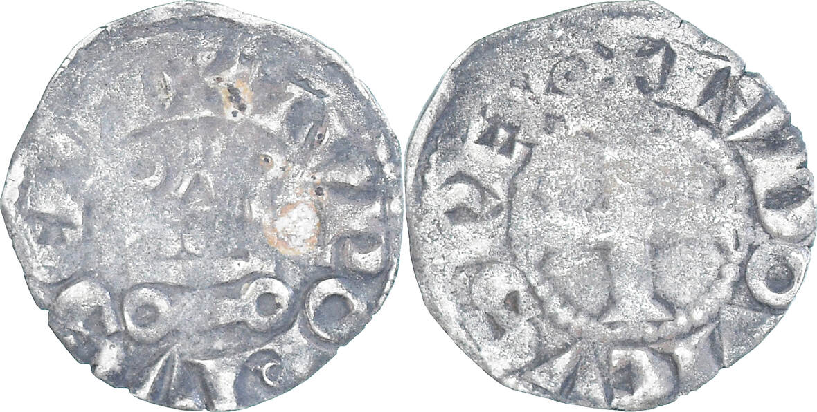 France Denier Tournois 1223-1244 Coin, Louis VIII-IX, Billon VF(20-25 ...