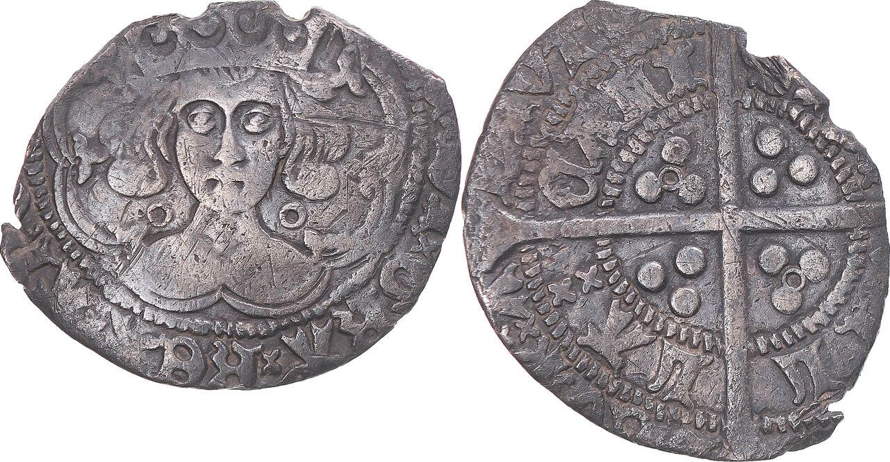 France Gros 1422-1430 Calais Coin, Henri VI, Calais, Broken, Silver VF ...