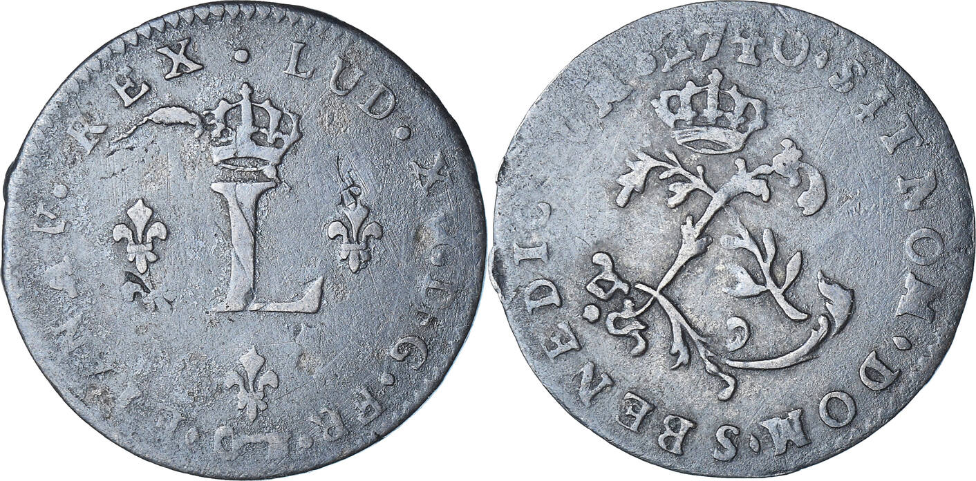 France Double Sol 1740 Reims Coin, Louis XV, Reims, Billon, Gadoury:281 ...