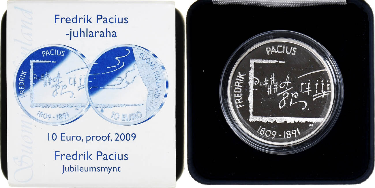 Finland 10 Euro 2009 Vantaa Fredrik Pacius, Vantaa, Proof, Silver MS(65 ...