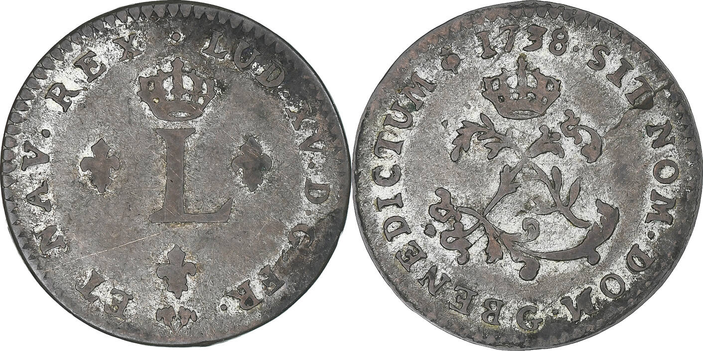 France Double Sol 1738 Poitiers Louis XV, Poitiers, Billon, Gadoury:281 ...