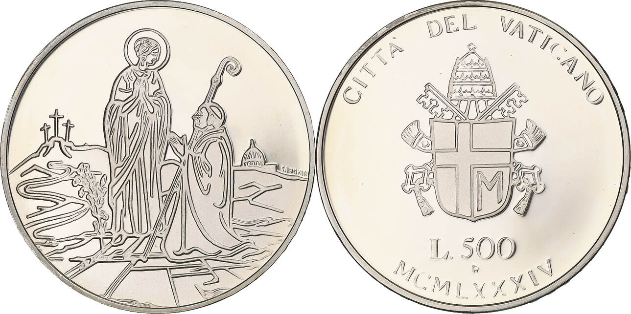 Vatican 500 Lire 1984 Rome John Paul II, 2000th Anniversary of Virgin ...
