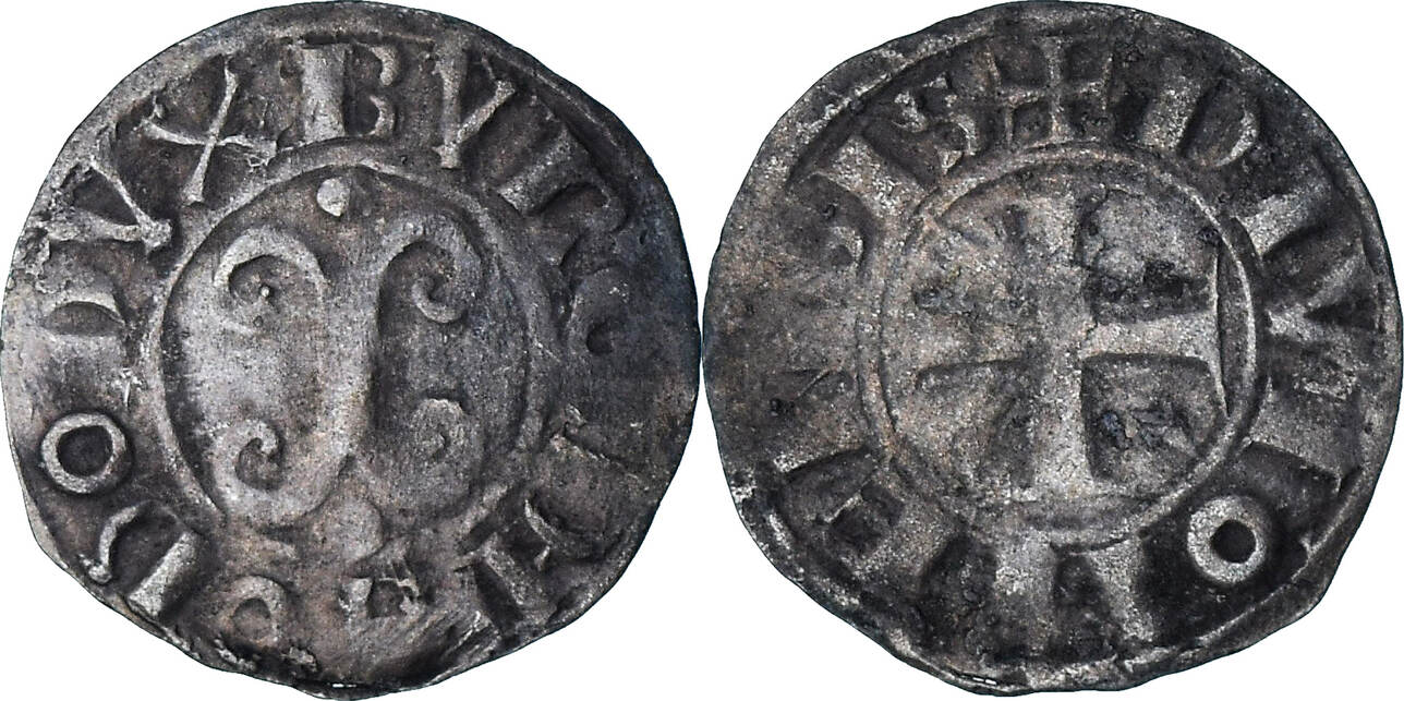 France Denier 1143-1162 Dijon Duché de Bourgogne, Eudes II, Dijon EF(40 ...