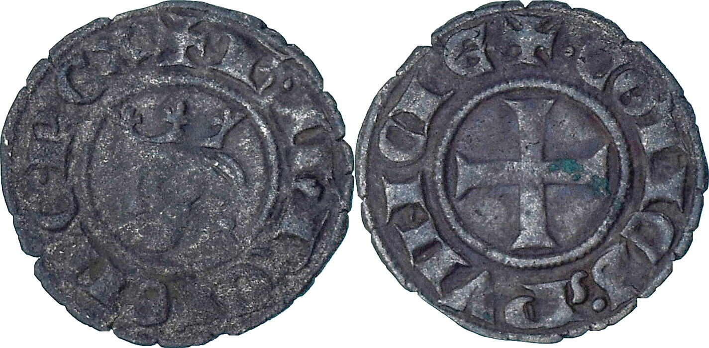 France Obole coronat 1245-1285 Saint Rémy Comté d'Anjou, Charles I d ...