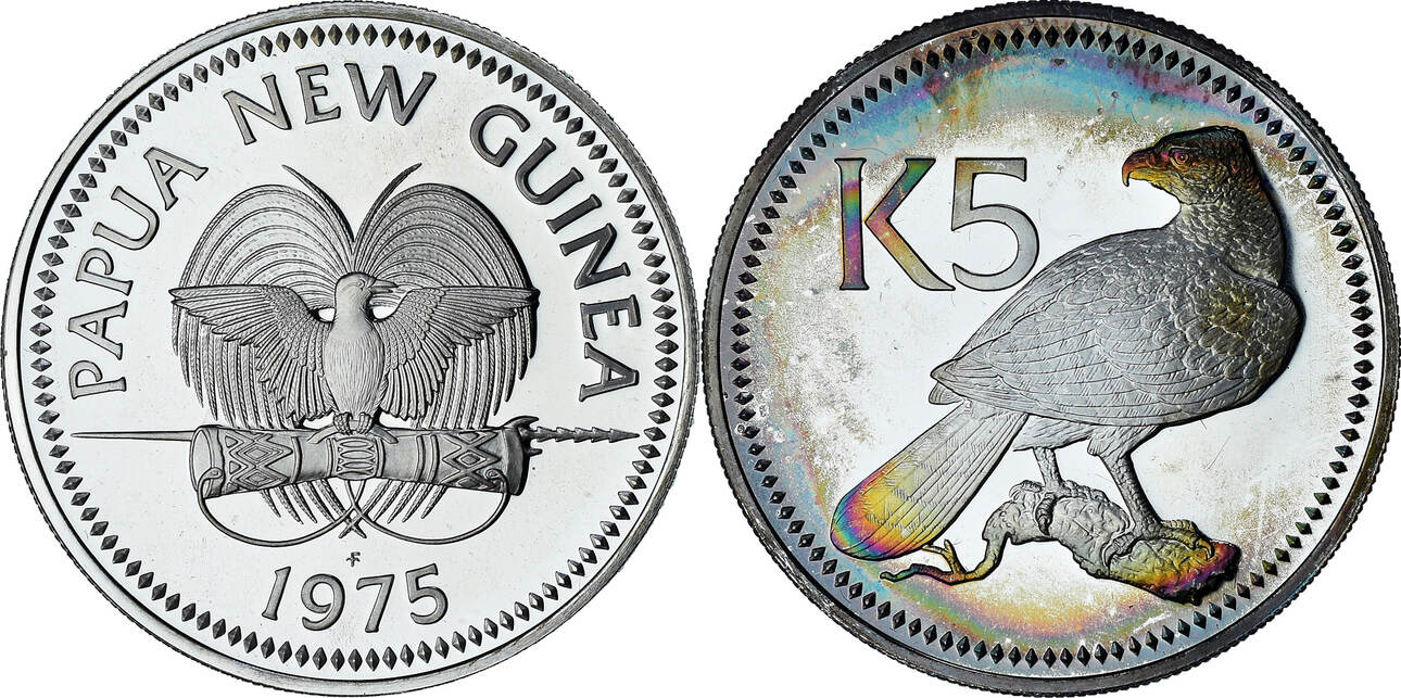 Papua New Guinea 5 Kina 1975 Proof, Silver, KM:7a MS(64) | MA-Shops