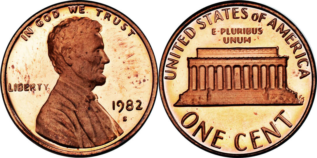 United States 1982 S Coin, Lincoln Cent, U.S. Mint, San Francisco, BE ...