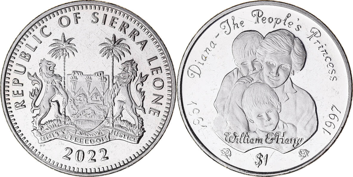 Sierra Leone Dollar 2022 Pobjoy Mint Coin, Pobjoy Mint, Princesse Diana ...