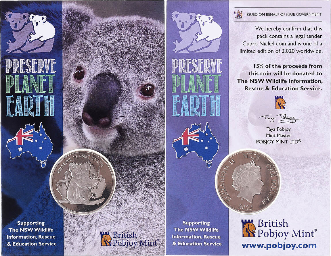 Niue Dollar 2020 Pobjoy Mint Coin, Pobjoy Mint, Australian Koala MS(65 ...