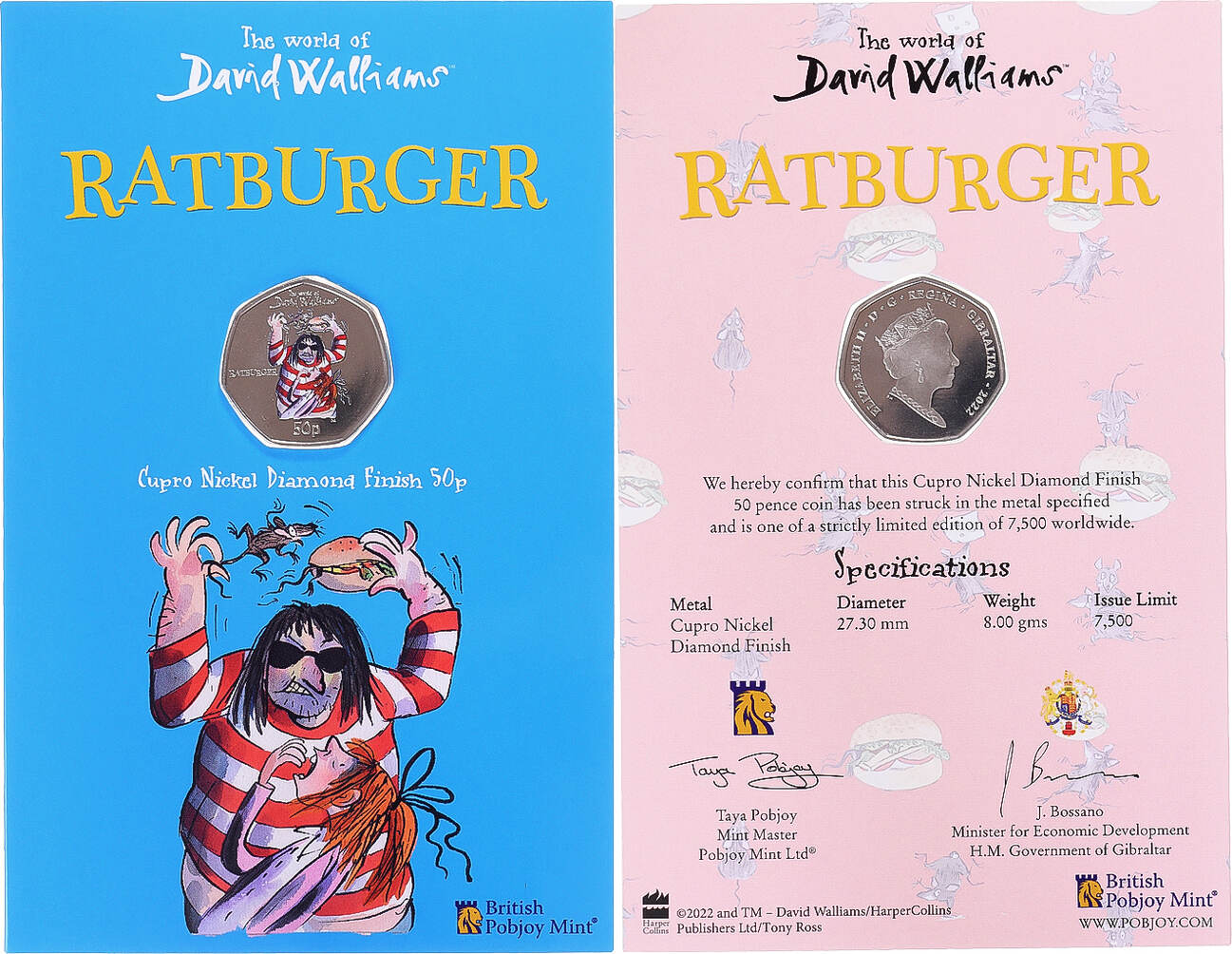 Gibraltar 50 Pence 2022 Pobjoy Mint Coin, Pobjoy Mint, RATBURGER.BU MS(65-70) | MA-Shops
