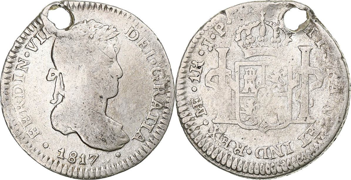 Peru Real 1817 LIMAE Coin, Lima, Lima, Silver, KM:114.1 VG(8-10) | MA-Shops