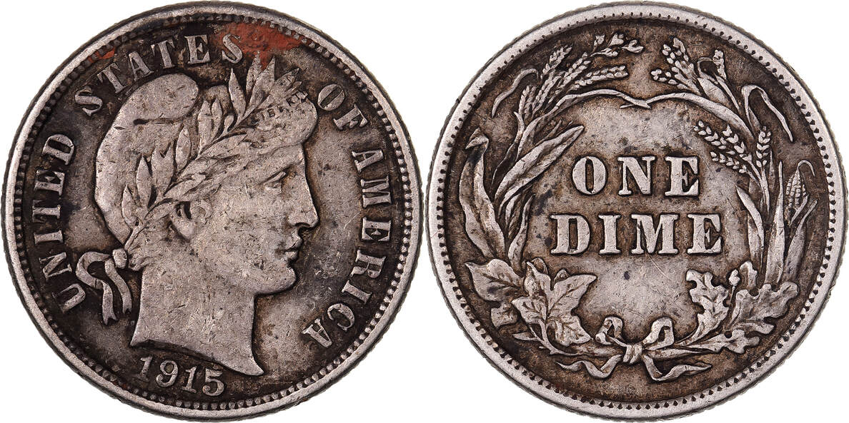 United States 1915 Philadelphia Barber Dime, Philadelphia, Silver, KM ...