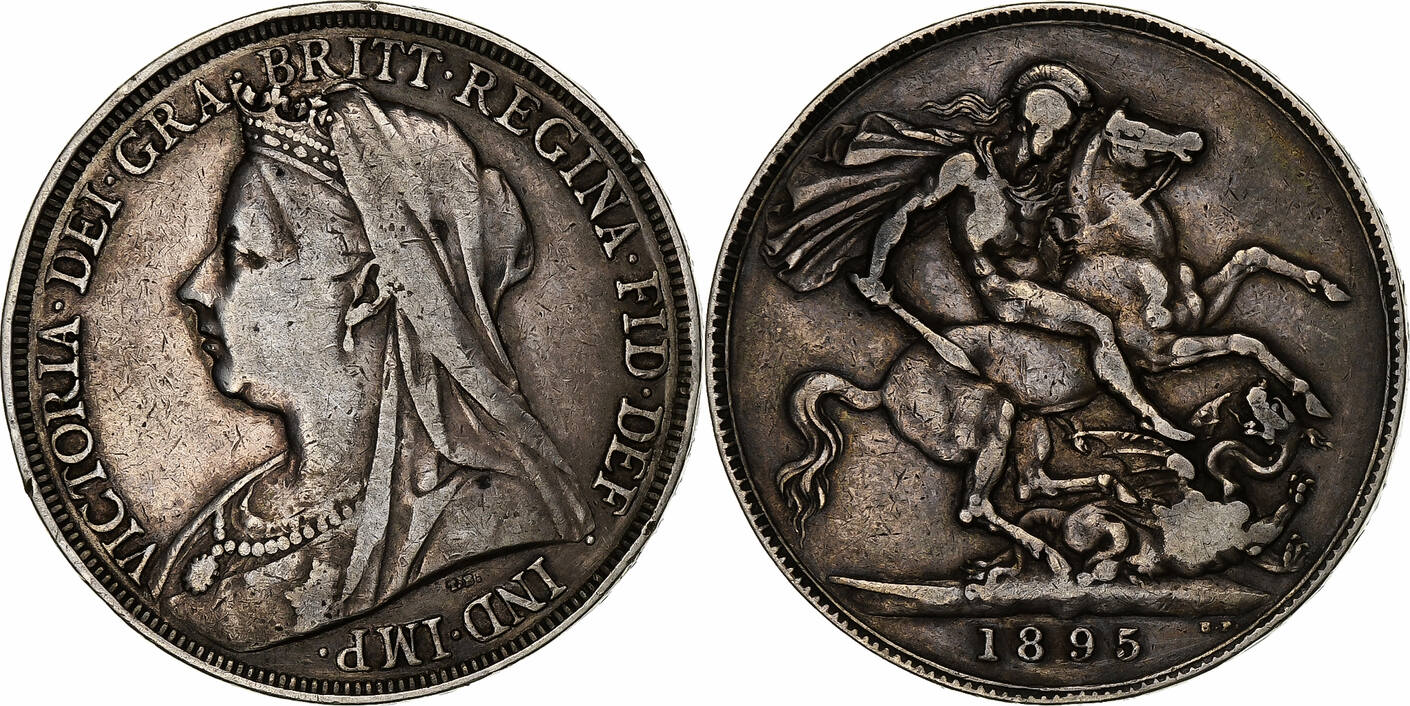 Great Britain Crown 1895 London Victoria, London, Silver, KM:783 VF(30 ...