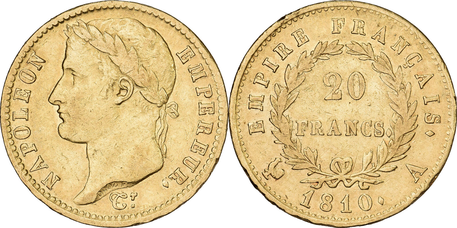 France 20 Francs 1810 A Napoléon I, Paris, Gold, Gadoury:1025 EF(40-45 ...