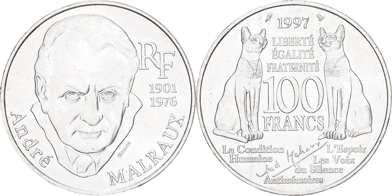 France 100 Francs 1997 Paris André Malraux, Paris, Silver, KM:1188 MS ...