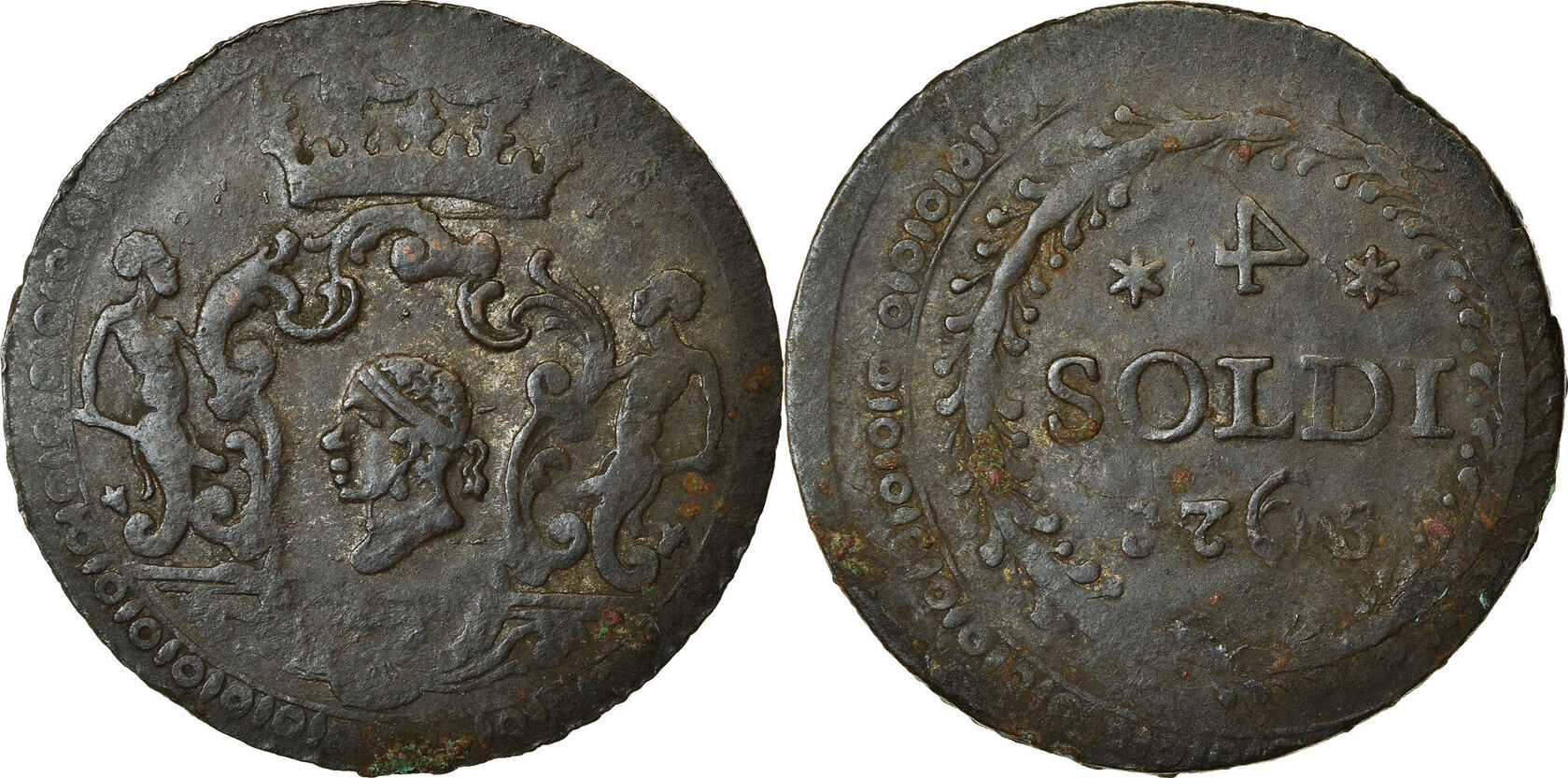 ITALIAN STATES 4 Soldi 1765 Murato Coin, CORSICA, General Pasquale ...
