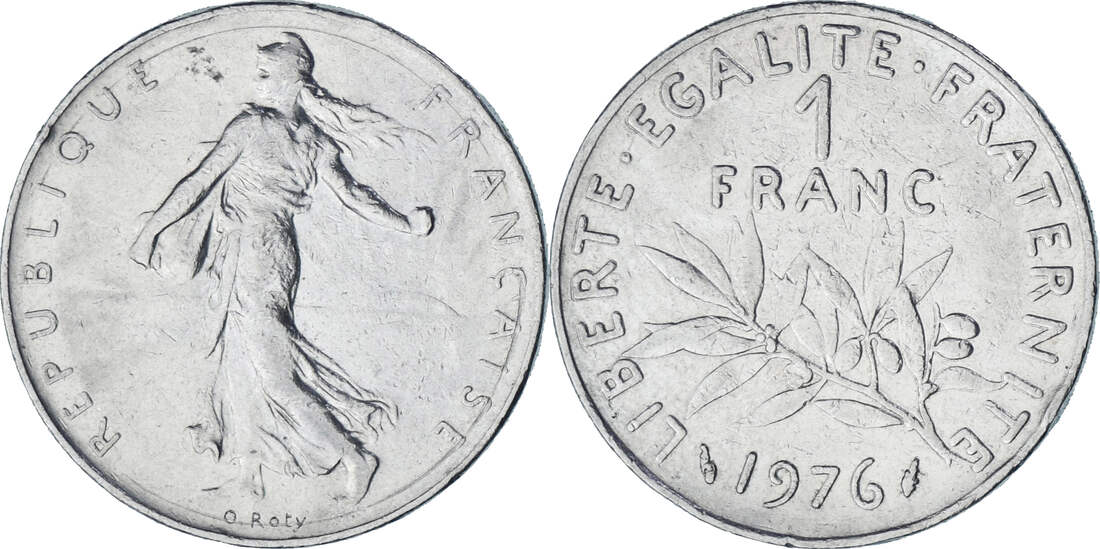 France Franc 1976 Paris Semeuse, Paris, Nickel, KM:925.2, Gadoury:474 EF(40-45) | MA-Shops