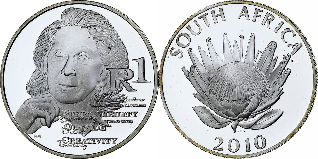South Africa Rand 2010 Nadine Gordimer, Proof, Silver MS(63) | MA-Shops