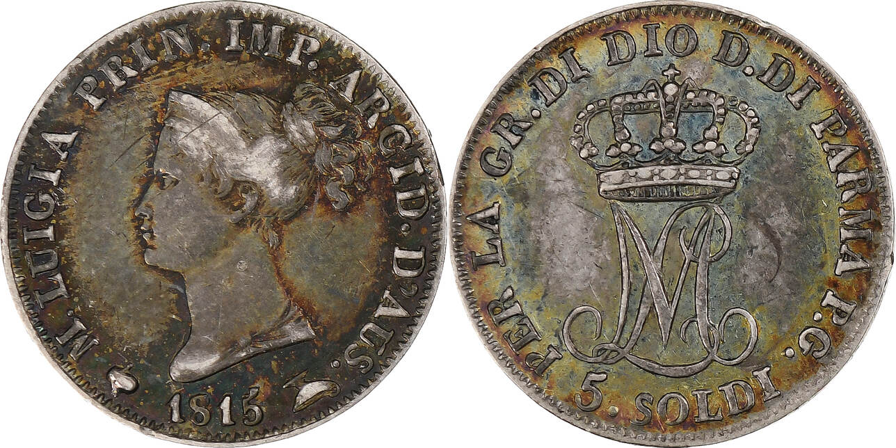 Italy 10 Soldi 1815 Parma Duchy of Parma, Maria Luigia, Parma, Silver ...