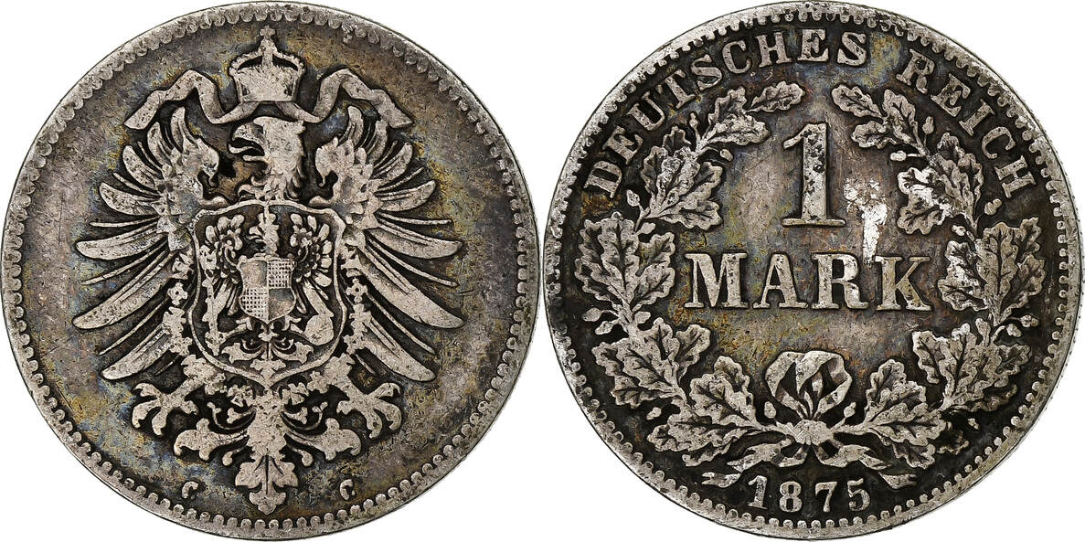 Germany Mark 1875 Frankfurt Wilhelm I, Frankfurt, Silver, KM:7 VF(30-35 ...