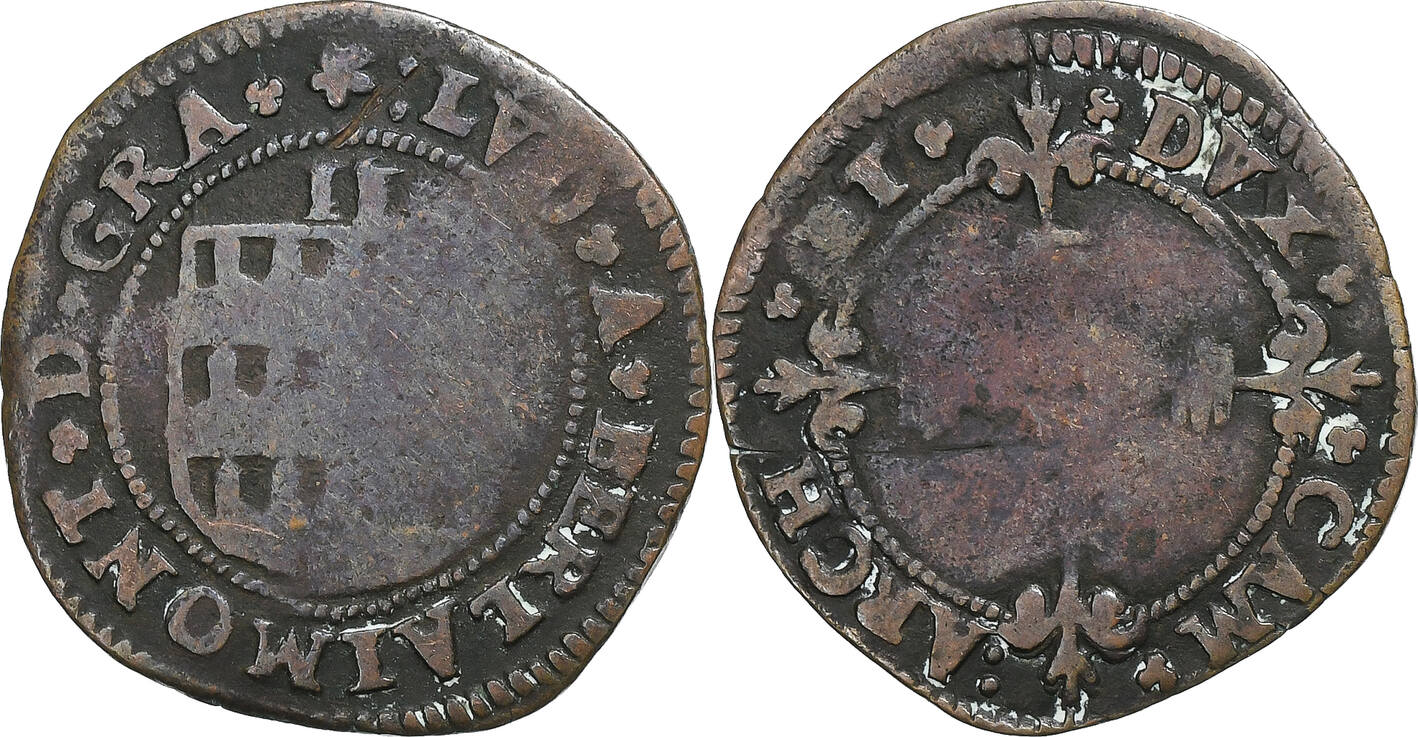 Archbishopric of Cambrai Double Denier 1570-1596 Cambrai Louis de Berlaimont VF(30-35) | MA-Shops
