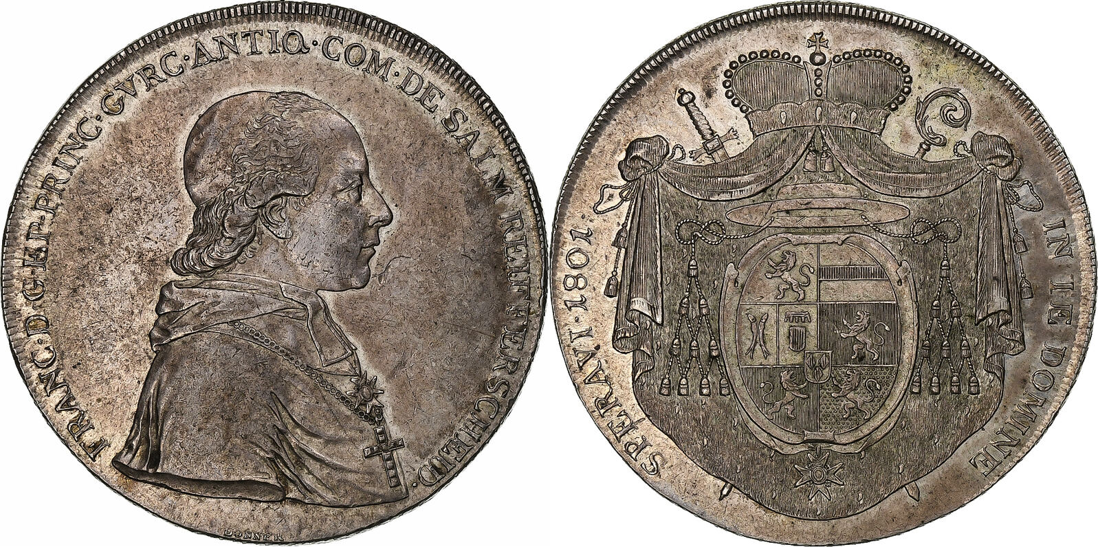Austria Thaler 1801 Gurk Bishopric of Gurk, Franz Xaver, Silver, KM:2 ...
