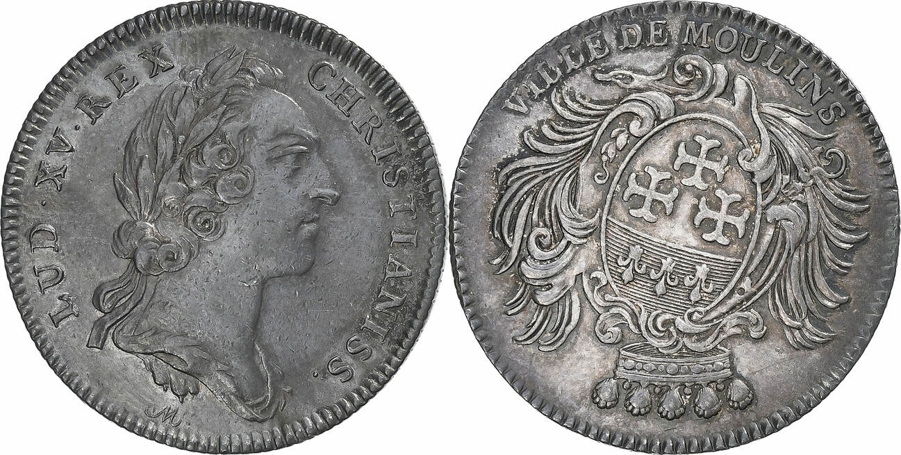 France betaalpenning 1747 Louis XV, Ville de Moulins, Silver AU(55-58 ...