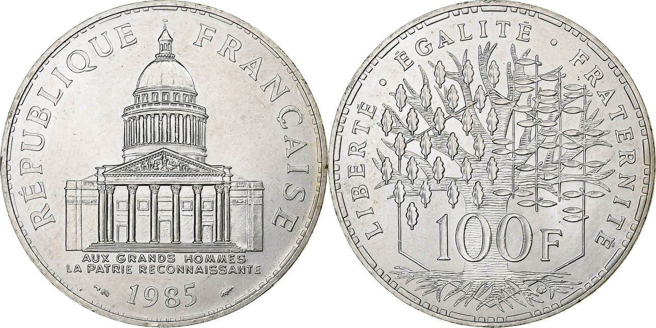France 100 Francs 1985 Pessac Panthéon, Pessac, Silver, Gadoury:898 MS ...