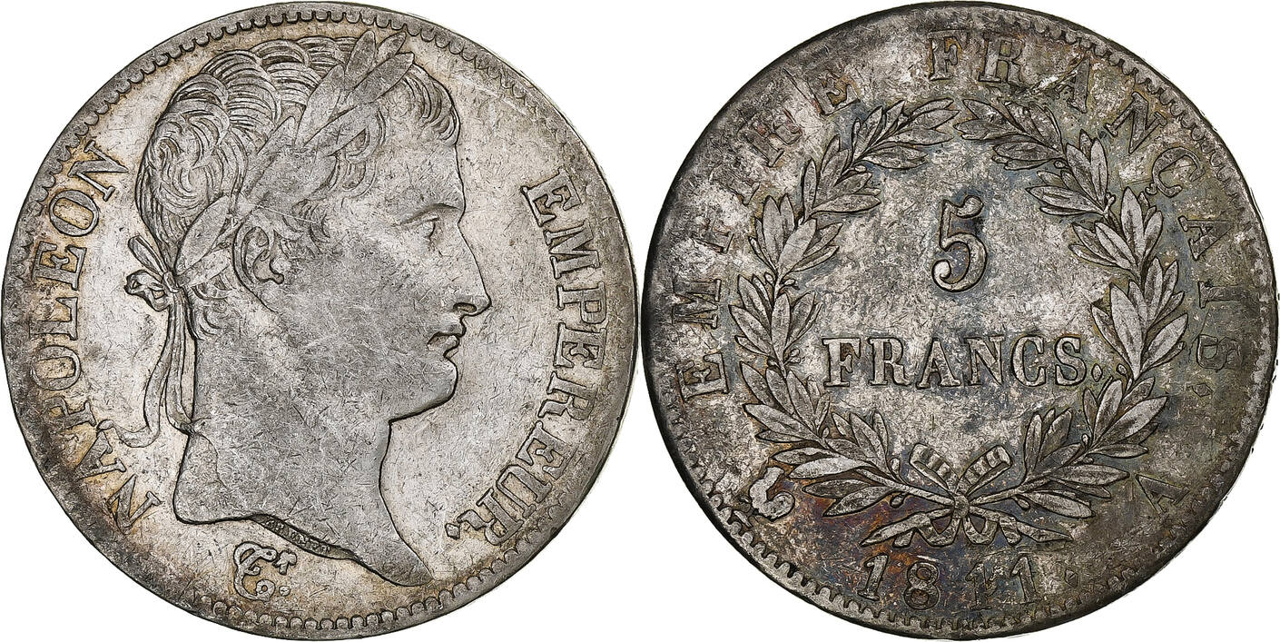 France 5 Francs 1811 Paris Napoleon I, Paris, Silver, Gadoury:584 AU(50 ...