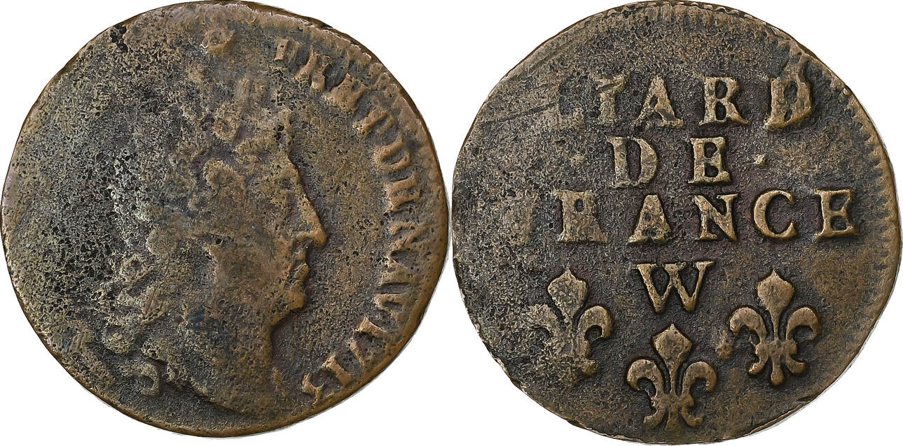 France Liard 1713 Lille Louis XIV, Lille, Copper, Gadoury:82 VF(20-25 ...