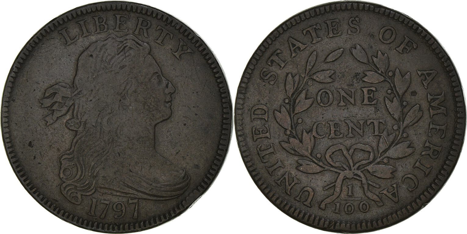 United States 1797 Philadelphia Coin, Draped Bust Cent, Philadelphia VF ...