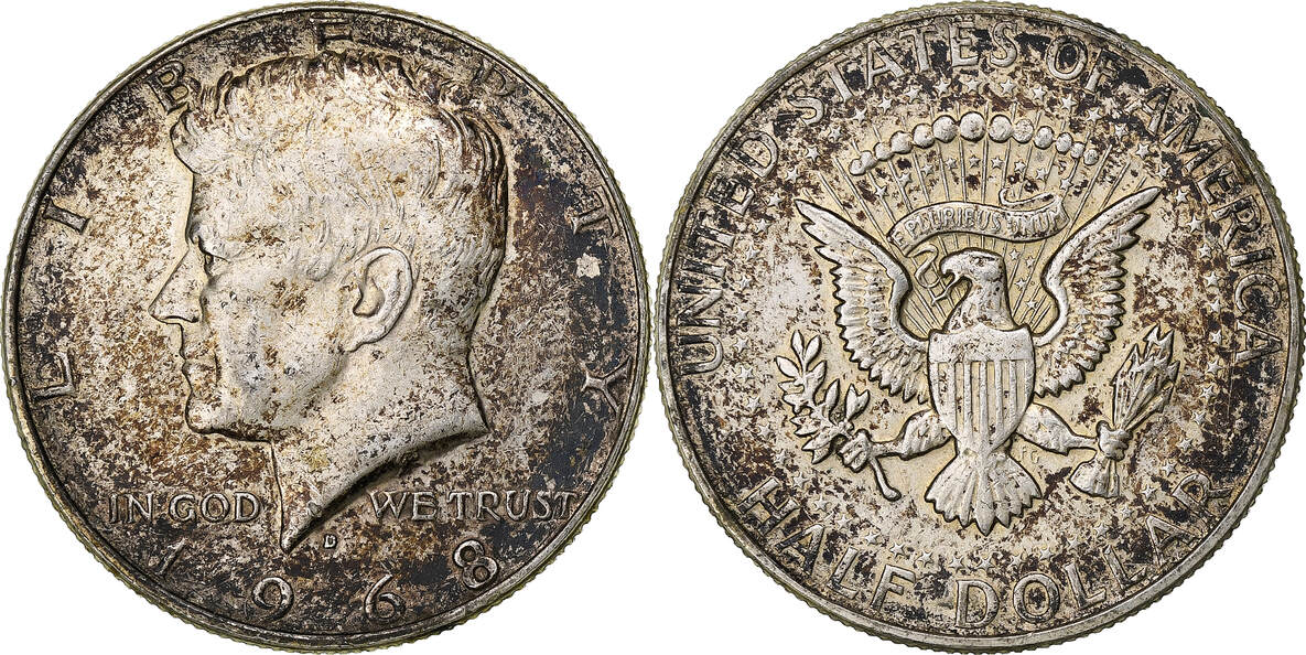 United States Half Dollar 1968 Denver Kennedy, Denver, Silver VF(30-35 ...