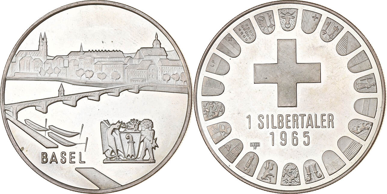 Switzerland Silbertaler 1965 Basel, Silver AU(55-58) | MA-Shops