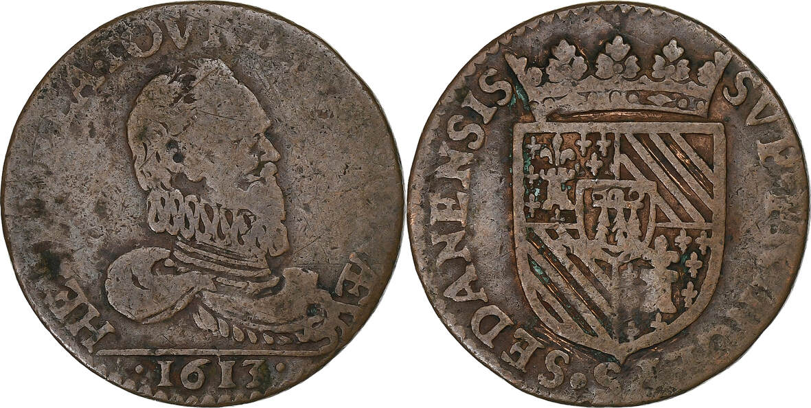 Principality of Sedan Double Liard 1613 Sedan Henri de la Tour d ...