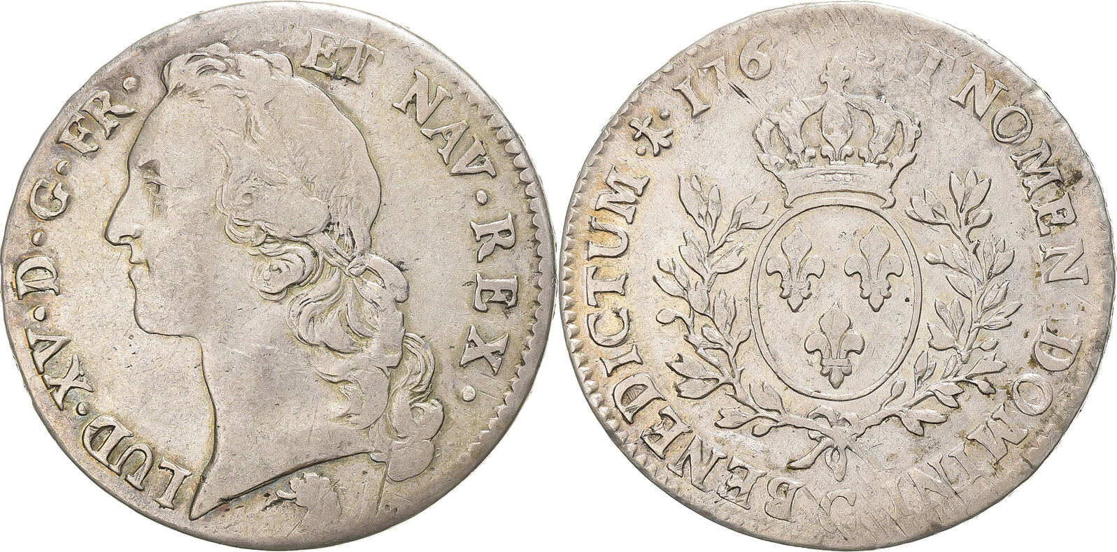 France Écu au bandeau 1767 Caen Louis XV, Caen, Silver, Gadoury:322 VF ...