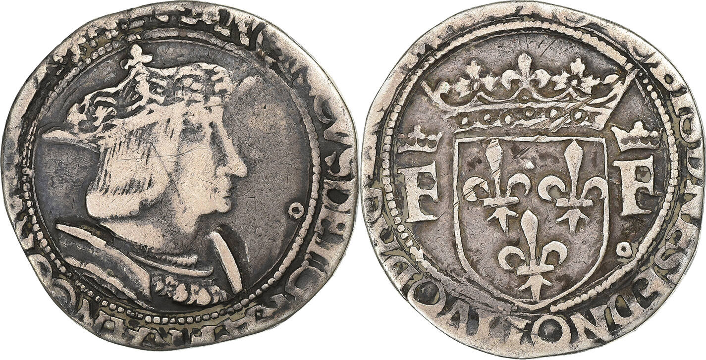 France Teston 1515-1547 Lyon François Ier, Lyon, Silver, Gadoury:287a ...