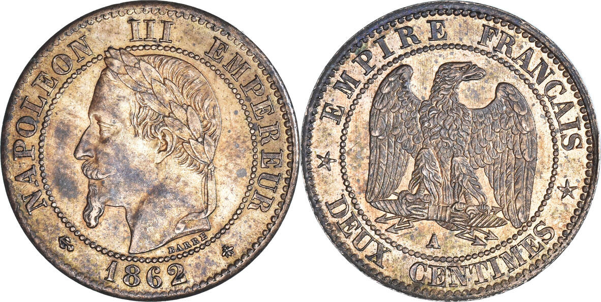 France 2 Centimes 1862 Coin | MA-Shops