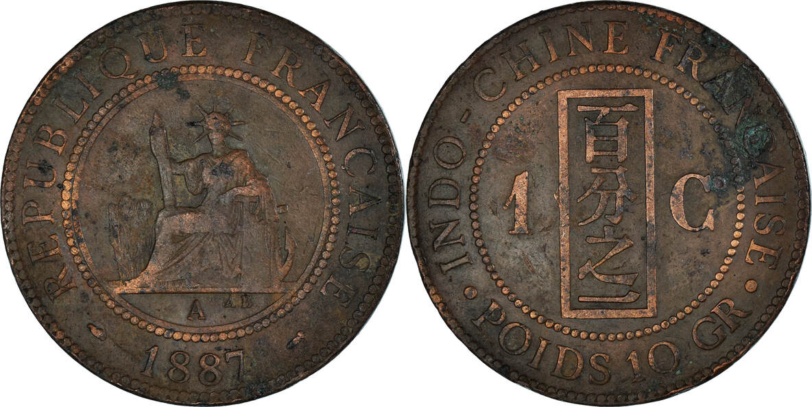 FRENCH INDO-CHINA Cent 1887 Coin | MA-Shops