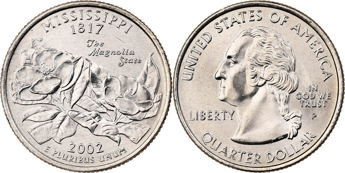 United States 2002 P Quarter Dollar, U.S. Mint, Mississippi 1817 MS(63 ...