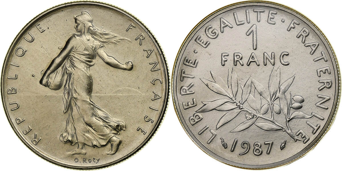 France Franc 1987 Paris Semeuse, Paris, FDC, Nickel, Gadoury:474 MS(65-70) | MA-Shops