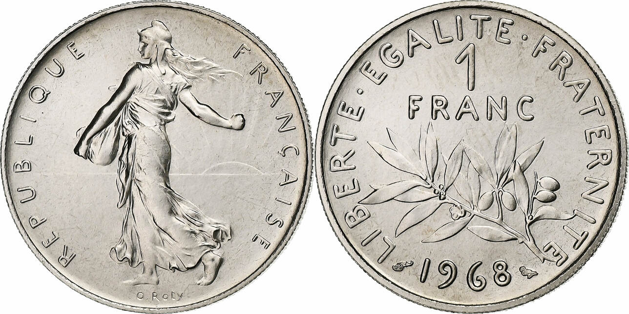 France Franc 1968 Paris Semeuse, Paris, FDC, Nickel, Gadoury:474 MS(65-70) | MA-Shops