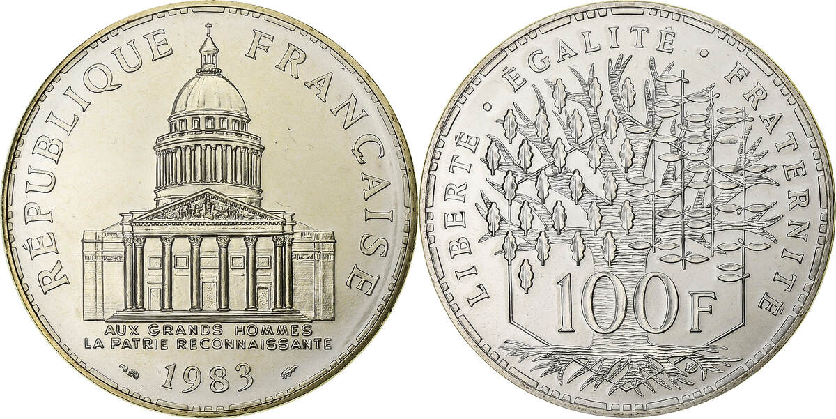 France 100 Francs 1983 Paris Panthéon, Paris, série FDC, Silver MS(65 ...