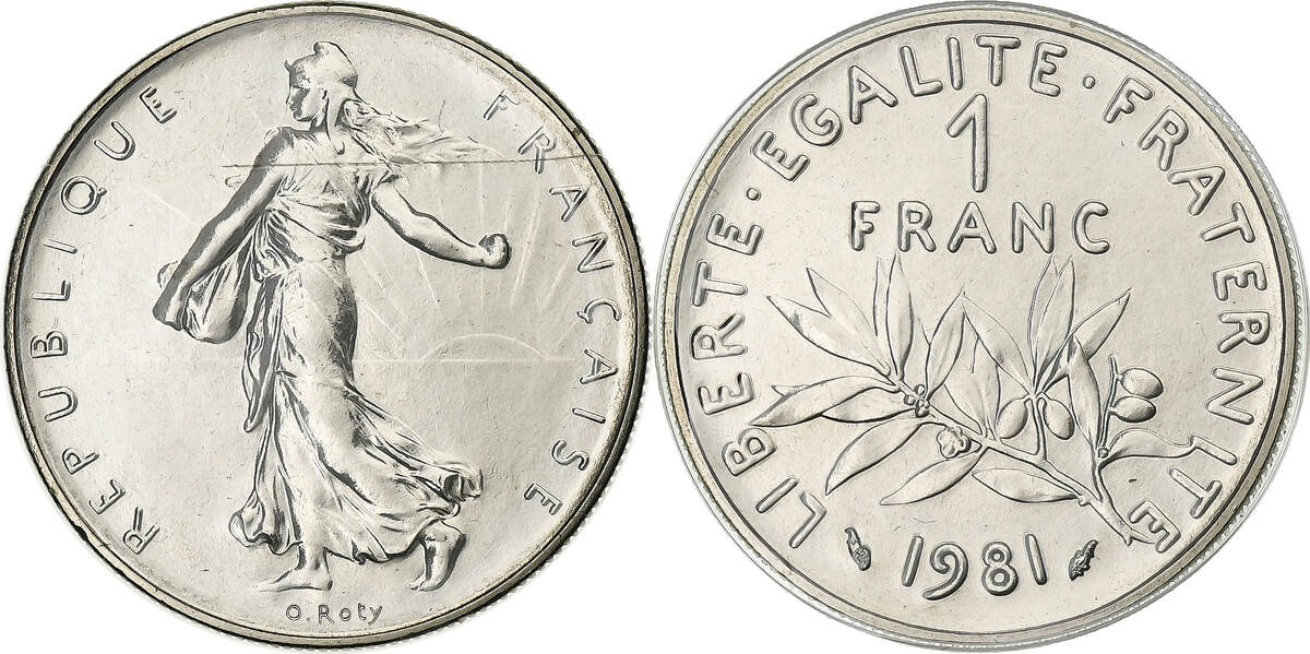France Franc 1981 Paris Semeuse, Paris, série FDC, Nickel, Gadoury:474 MS(65-70) | MA-Shops