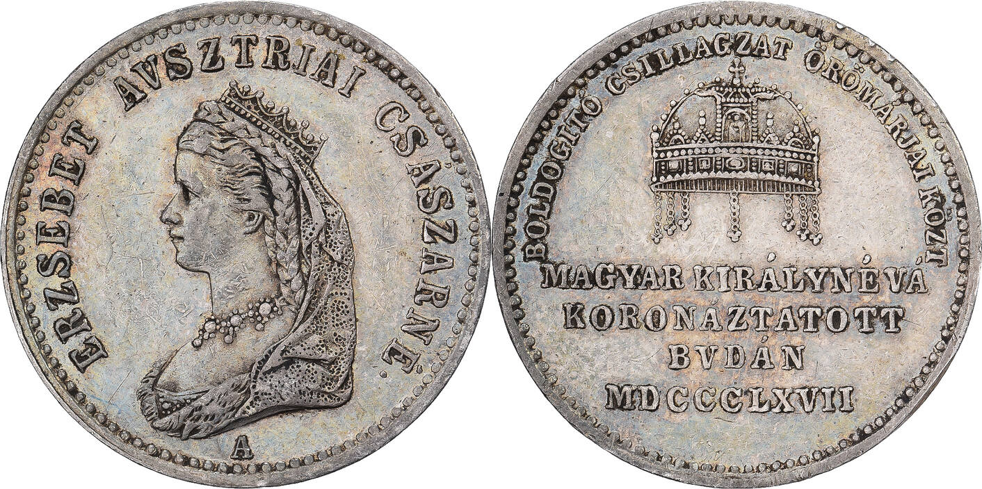betaalpenning 1867 Coronation of Elisabeth of Austria, Silver AU(55-58 ...