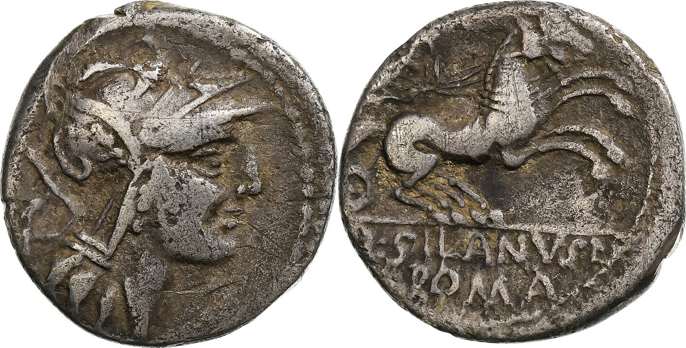 Denarius 91 BC Rome Junia, Rome, Silver, Crawford:337/3 VF(30-35) | MA ...