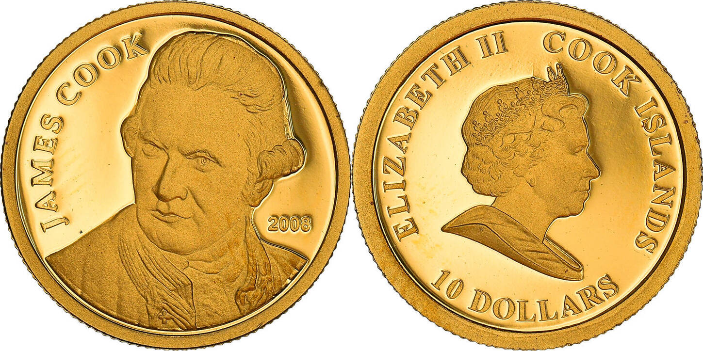 Cook Islands 10 Dollars 2008 Franklin Mint Coin, Capt. James Cook ...